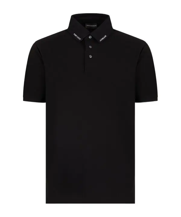 Emporio Armani Polo Shirt With Logo Collar - Black