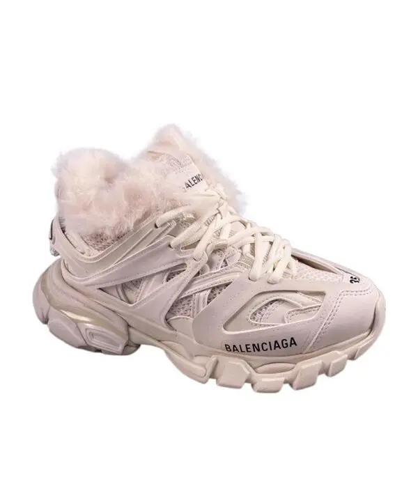 Balenciaga Track Faux-fur Sneakers - Nude