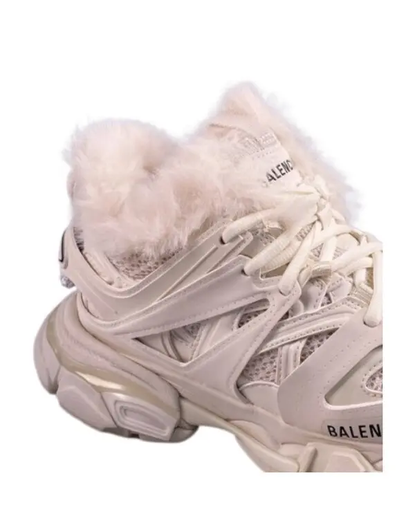 Balenciaga Faux-fur Track Sneakers - Nude