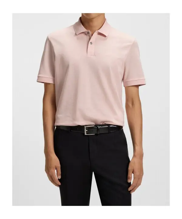 Hugo Boss Pallas Embroidered Straight Hem Polo Shirt - Light Pink