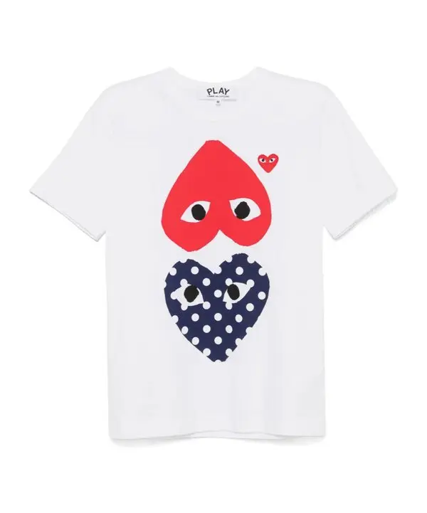 Comme Des Garçons Heart-print Cotton T-shirt - White