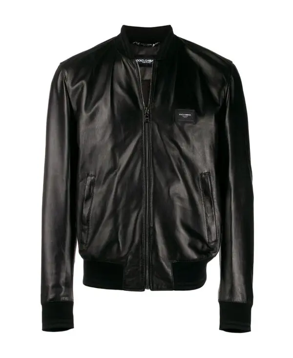 Dolce & Gabbana Dolce Gabbana Leather Bomber Jacket - Black