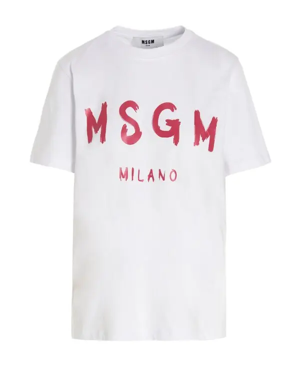 MSGM Logo Printed Crewneck T-shirt