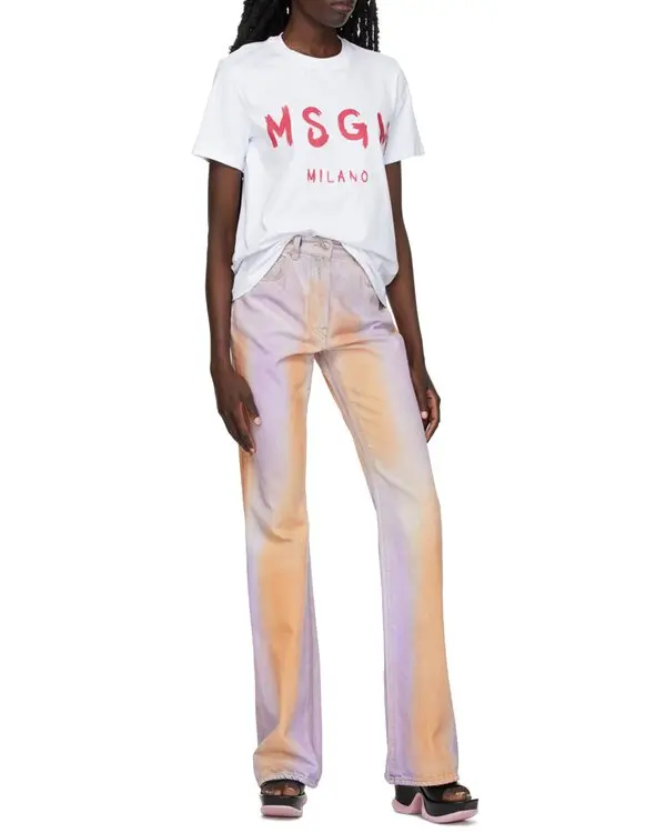 MSGM Logo Printed Crewneck T-shirt