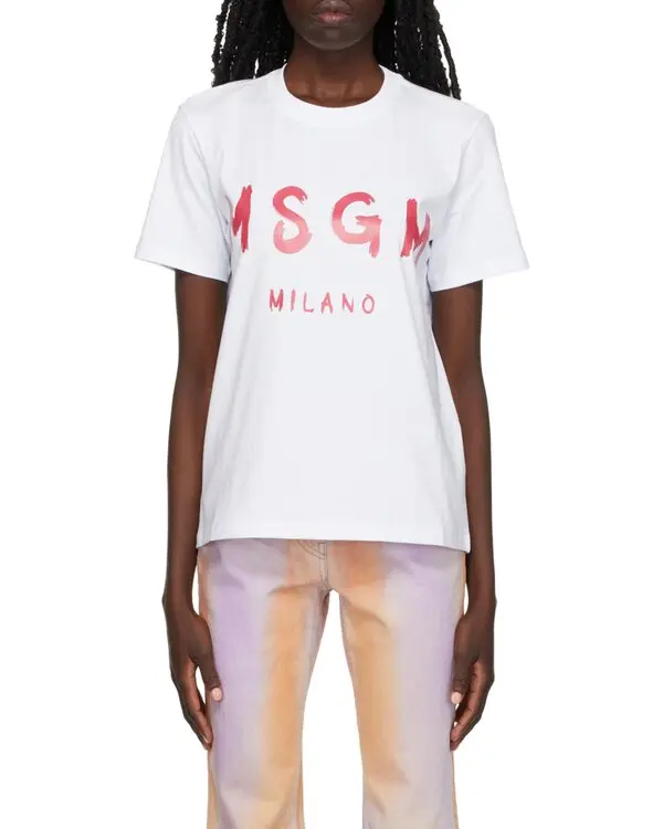 MSGM Logo Printed Crewneck T-shirt