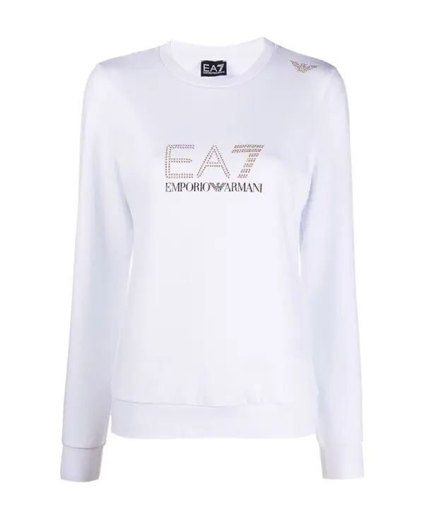 EA7 Stud-detail Long-sleeved T-shirt - White