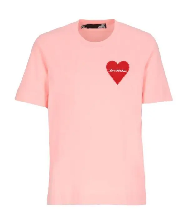 Moschino Logo-patch Cotton T-shirt - Pink