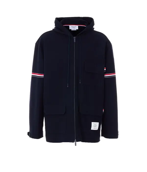 Thom Browne Double Face Tech Twill Oversized Armband Parka - Navy Blue