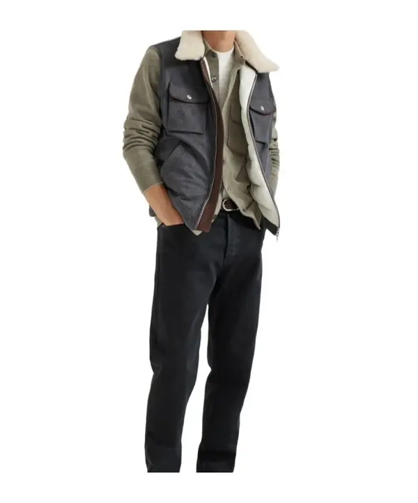 Brunello Cucinelli Shearling-collar Wool Vest