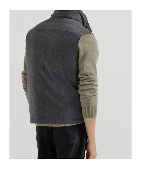 Brunello Cucinelli Shearling-collar Wool Vest
