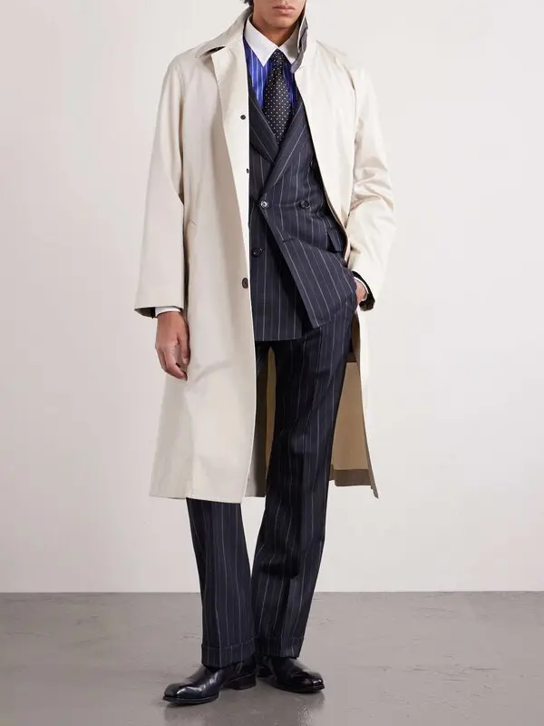 TOM FORD Leather-trimmed Cotton And Silk-blend Overcoat