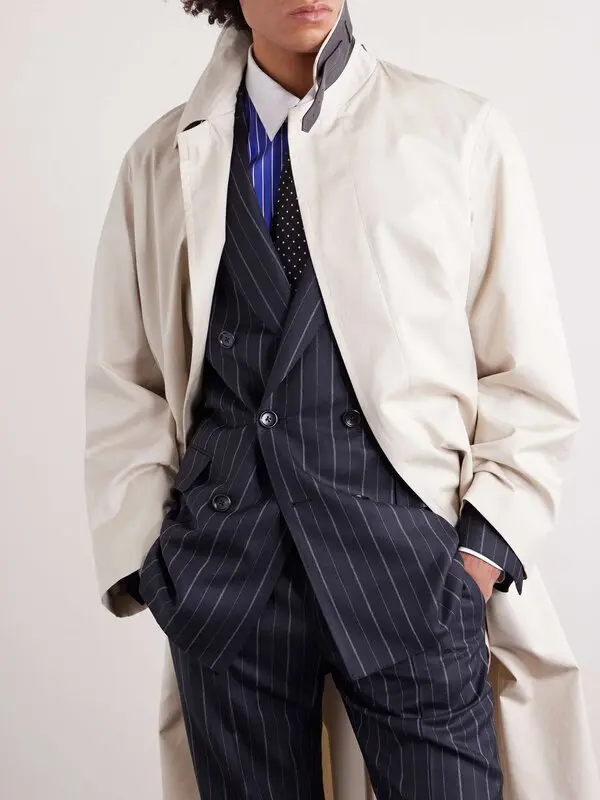 TOM FORD Leather-trimmed Cotton And Silk-blend Overcoat