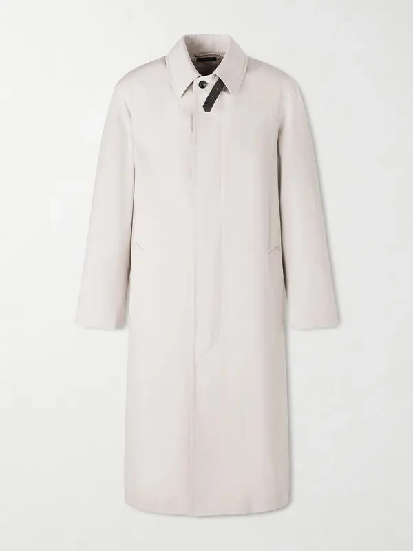 TOM FORD Leather-trimmed Cotton And Silk-blend Overcoat