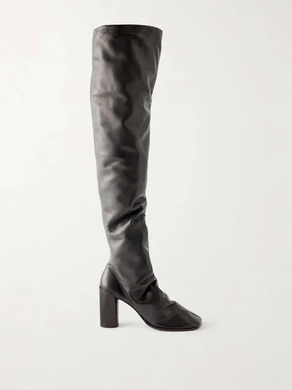 LEMAIRE Leather Knee Boots - Dark Brown