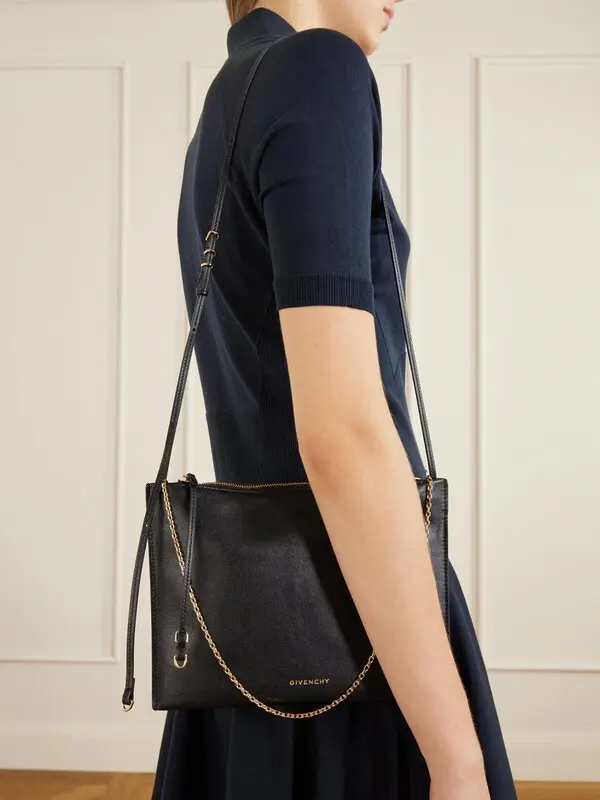 Givenchy Voyou Leather Clutch With Gold-tone Chain