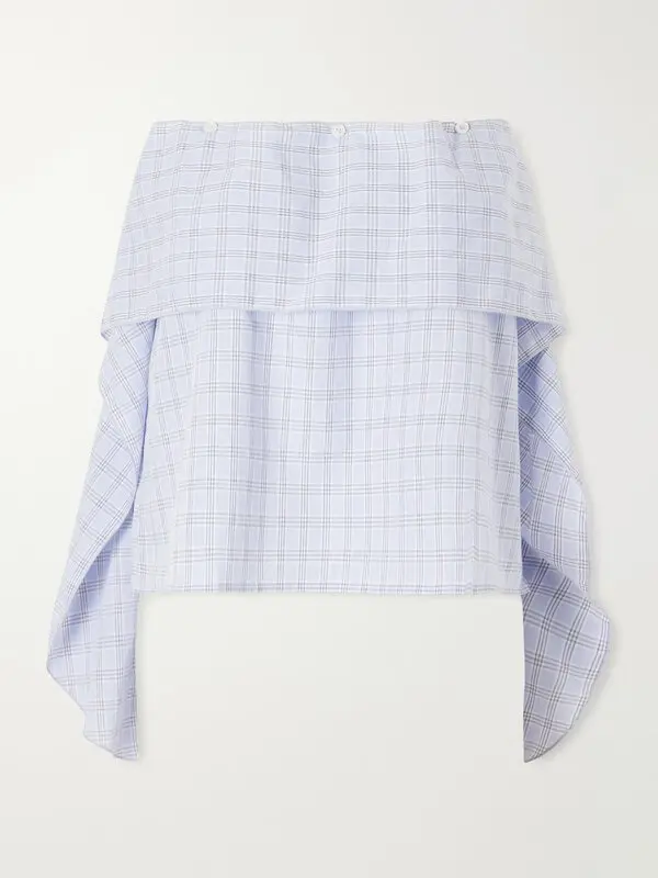 DEIJI STUDIOS Flow Checked Organic Cotton Off-the-shoulder Blouse