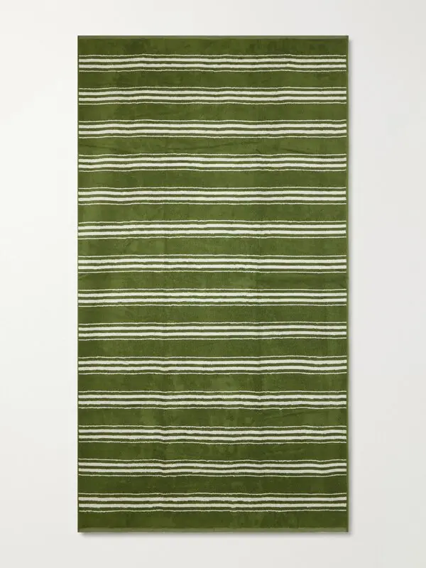 AUTUMN SONATA Charlotte Striped Organic Cotton-terry Beach Towel