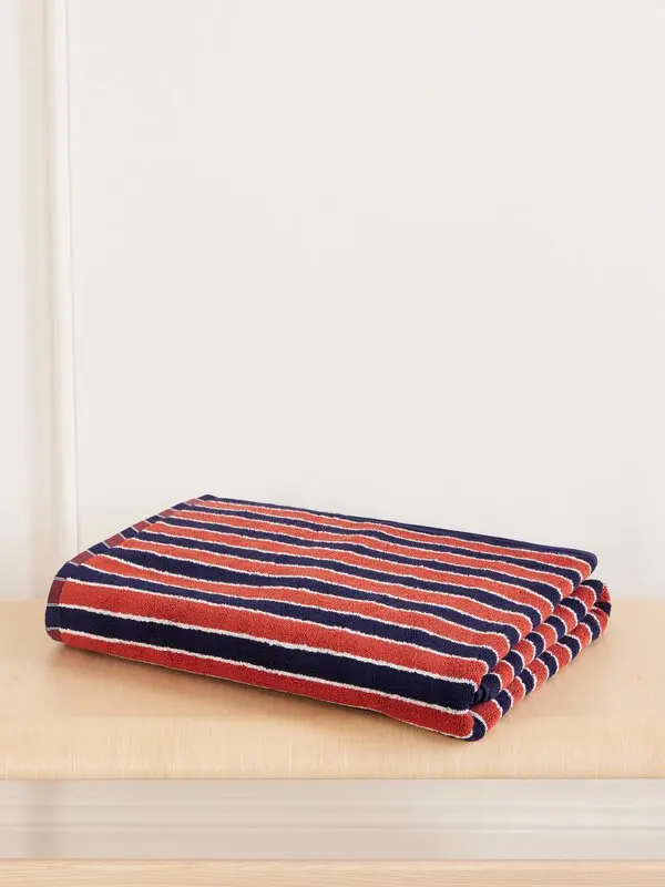 AUTUMN SONATA Helena Striped Organic Cotton-terry Beach Towel