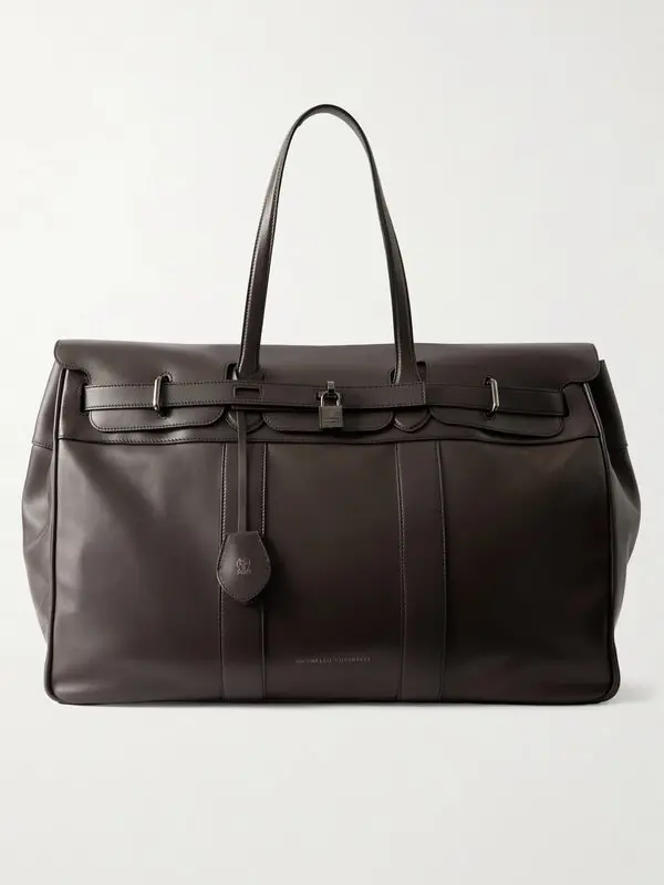 Brunello Cucinelli Leather Weekender Bag - Brown
