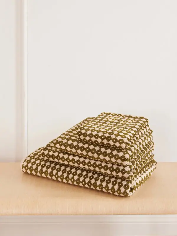 AUTUMN SONATA Karin Essential Set Of Four Organic Cotton-terry Towels - Green