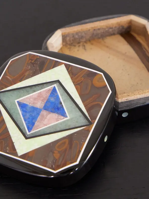 JIA JIA HOME Jia Jia Polished Stone And Crystal Intarsia Jewelry Box