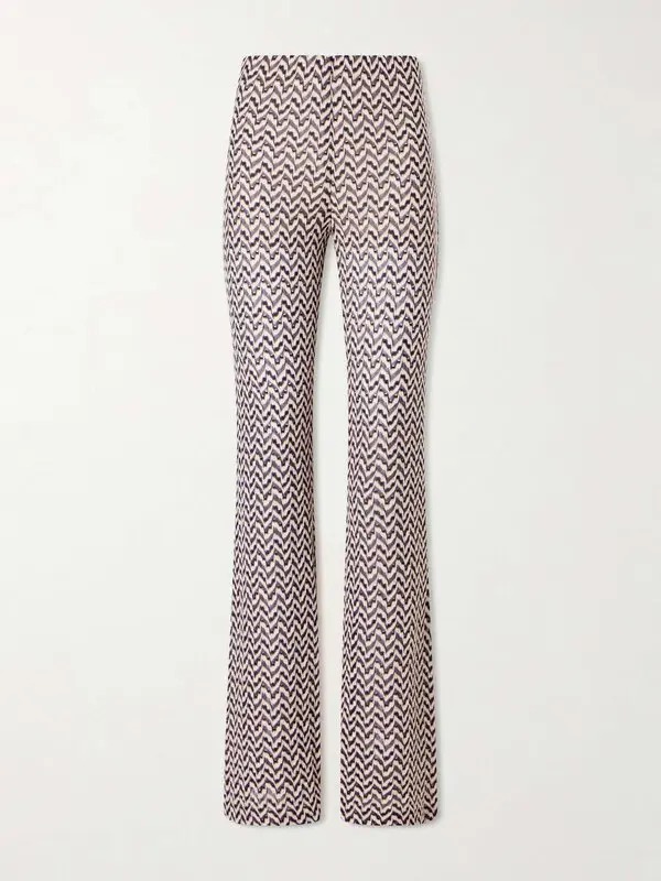 Missoni Embellished Crochet-knit Flared Pants - Blue