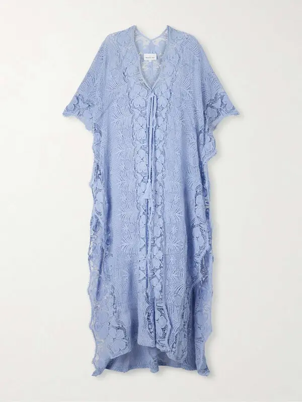 Miguelina Valentina Cotton-lace Kaftan - Blue
