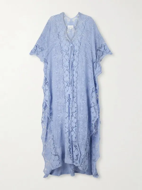 Miguelina Valentina Cotton-lace Kaftan - Blue