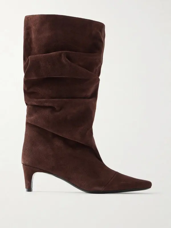 Staud Wally Suede Knee Boots - Brown
