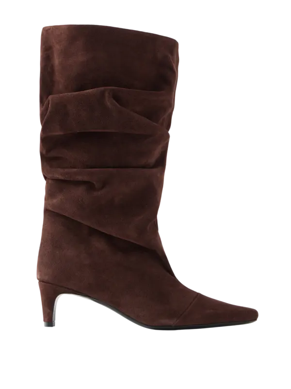 Staud Wally Suede Knee Boots - Brown