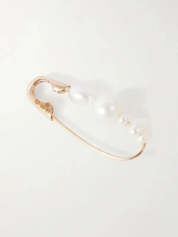 LOREN STEWART 14-karat And Pearl Safety Pin Earring