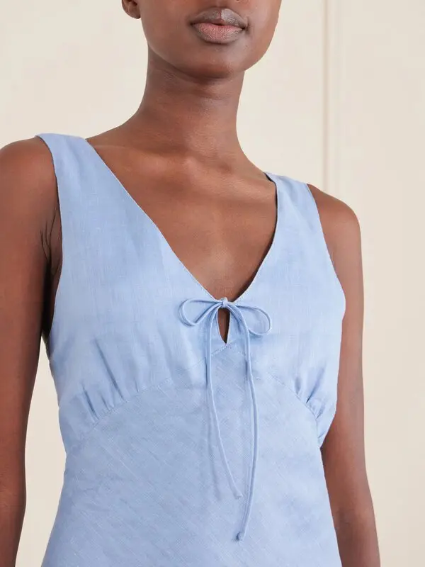 Miguelina Amaru Bow-detailed Linen-jacquard Maxi Dress