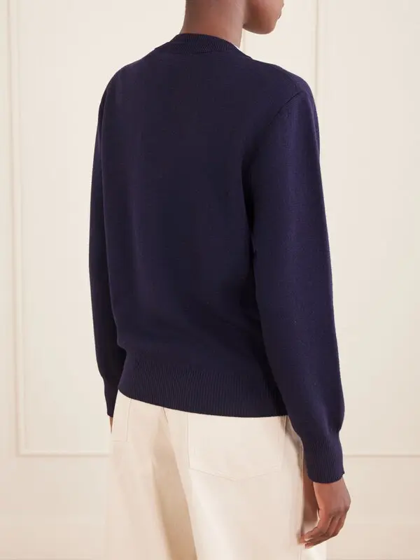 RÓHE Wool Blend V-neck Sweatshirt - Blue