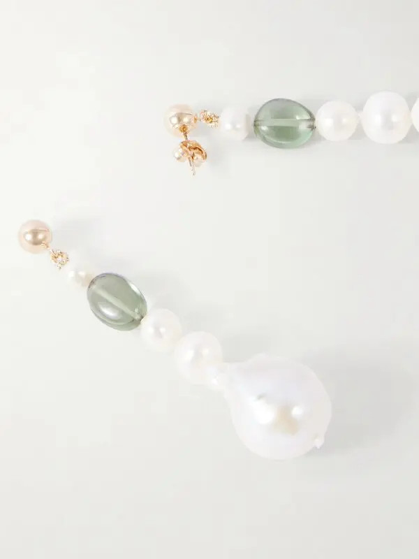 LOREN STEWART 14-karat Gold Pearl And Tourmaline Earrings - Neutrals