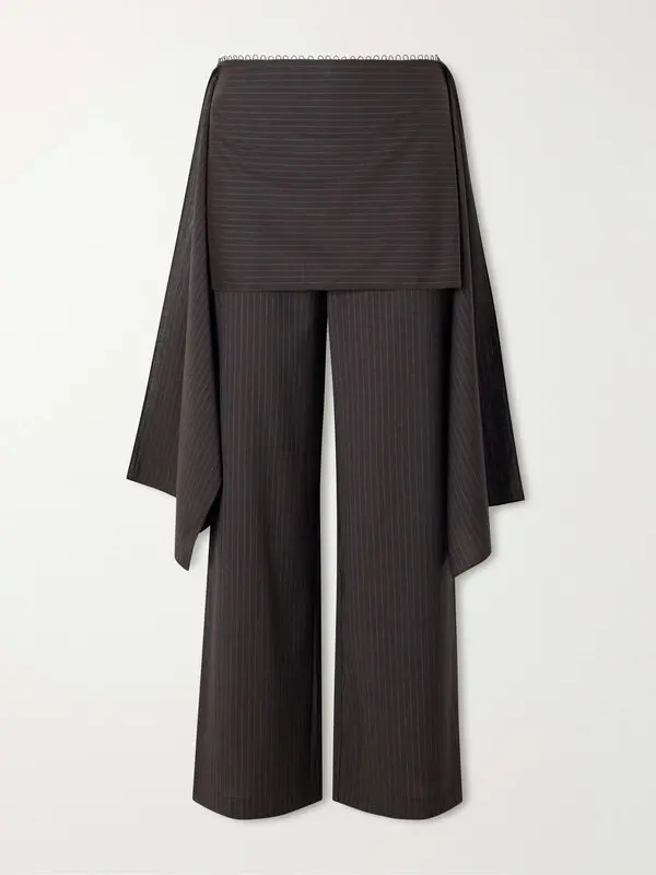 DEIJI STUDIOS Striped Wool Flared Pants - Navy