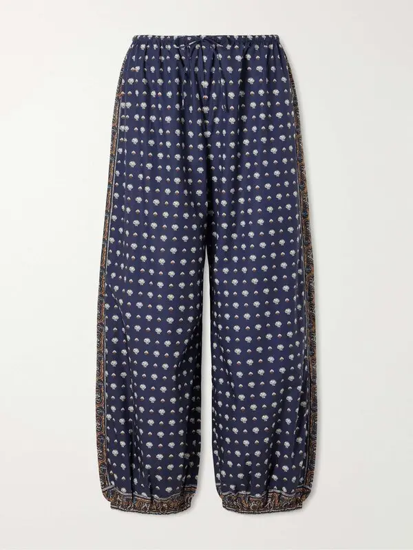 DÔEN Yarrow Printed Cotton Pants - Blue