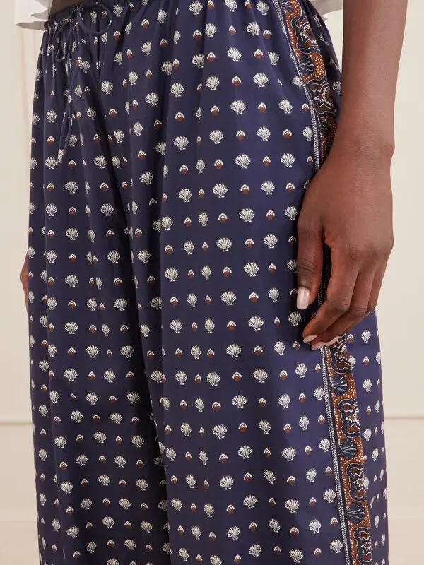 DÔEN Yarrow Printed Cotton Balloon Pants - Blue