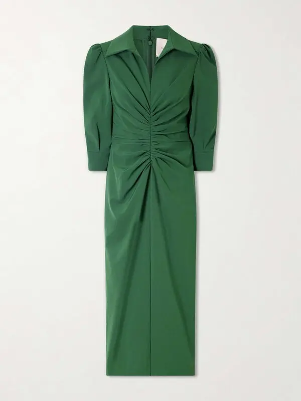 Carolina Herrera Rouched Wool-blend Midi Dress - Green