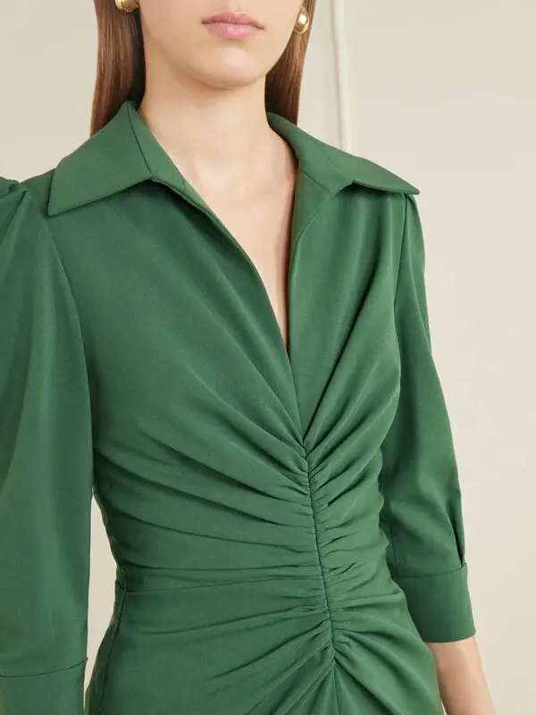 Carolina Herrera Rouched Wool-blend Midi Dress
