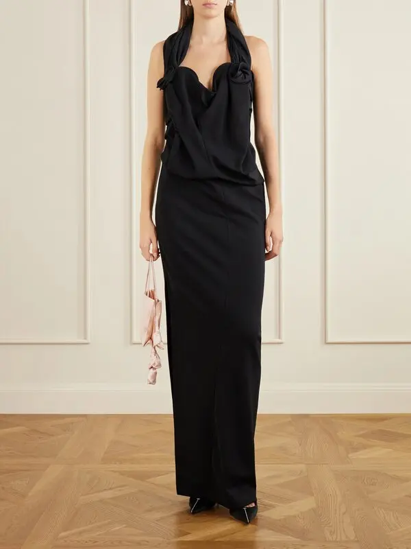 Magda Butrym Floral-appliqué Wool-blend Maxi Dress