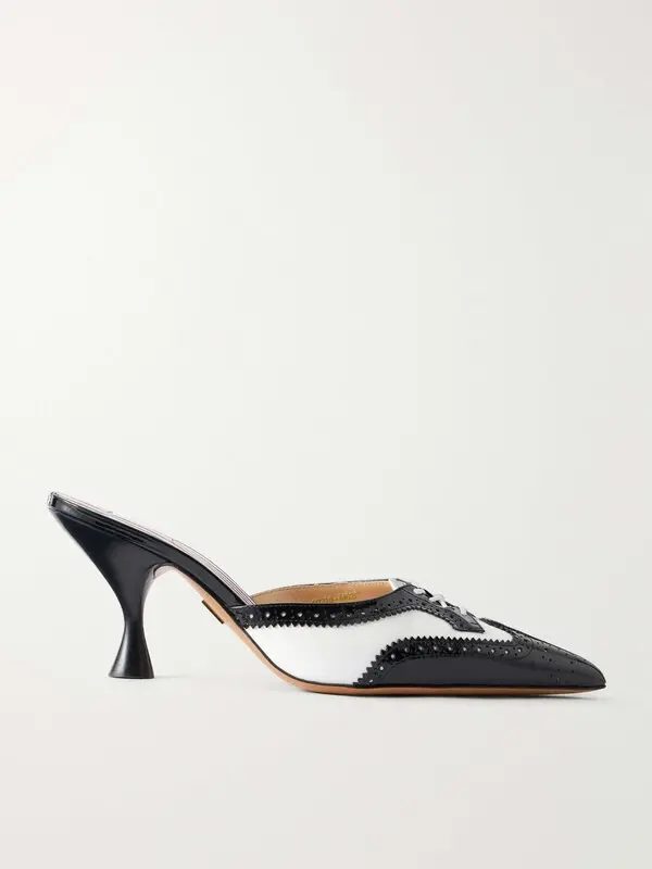 Thom Browne 75 Two-tone Lace-up Patent-leather Pumps - Black