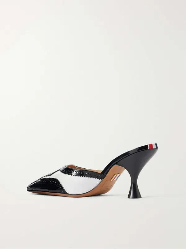 Thom Browne 75 Two-tone Lace-up Patent-leather Pumps