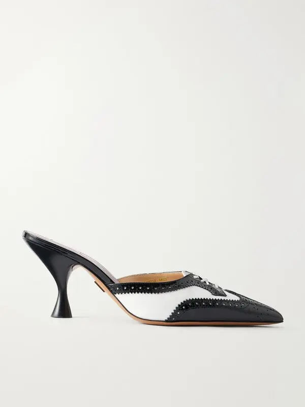 Thom Browne Two-tone Lace-up Patent-leather Pumps - Black