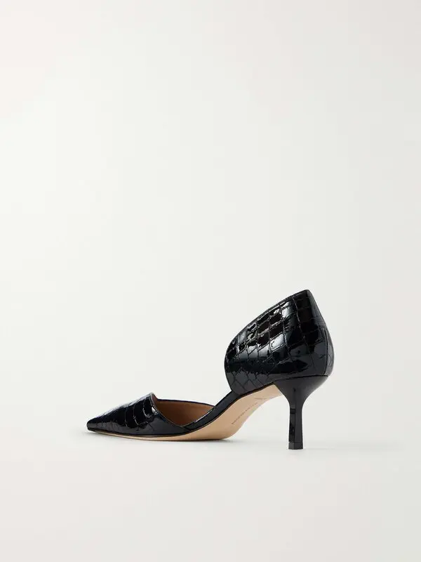Victoria Beckham Angle 55 Croc-effect Leather Pumps