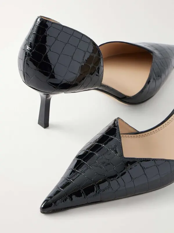 Victoria Beckham Angle 55 Croc-effect Leather Pumps