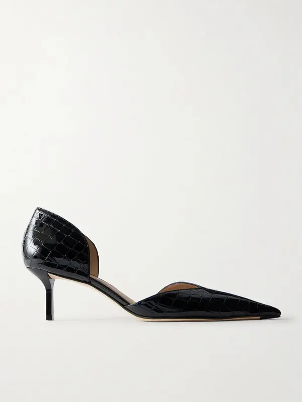 Victoria Beckham Angle 55 Croc-effect Leather Pumps - Black