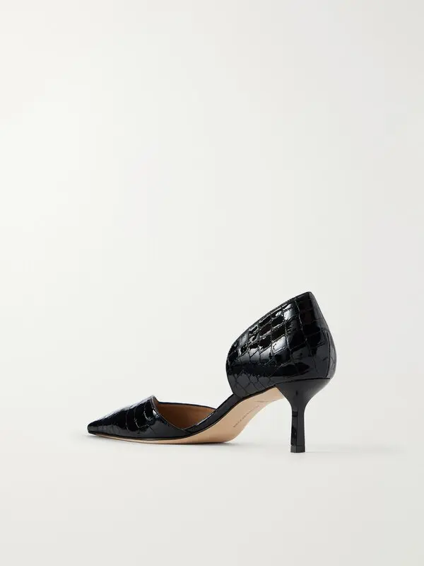 Victoria Beckham Angle 55 Croc-effect Leather Pumps