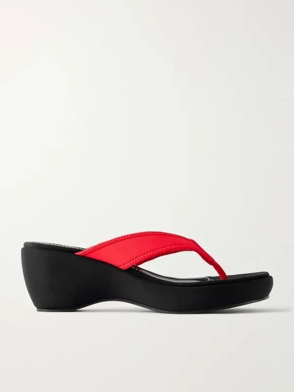 Staud Remy Woven Wedge Sandals - Black