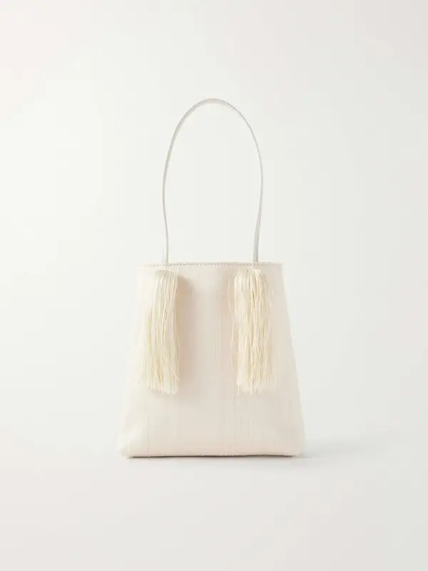 Le Sundial Le Salon Tasseled Dupioni Clutch - Cream