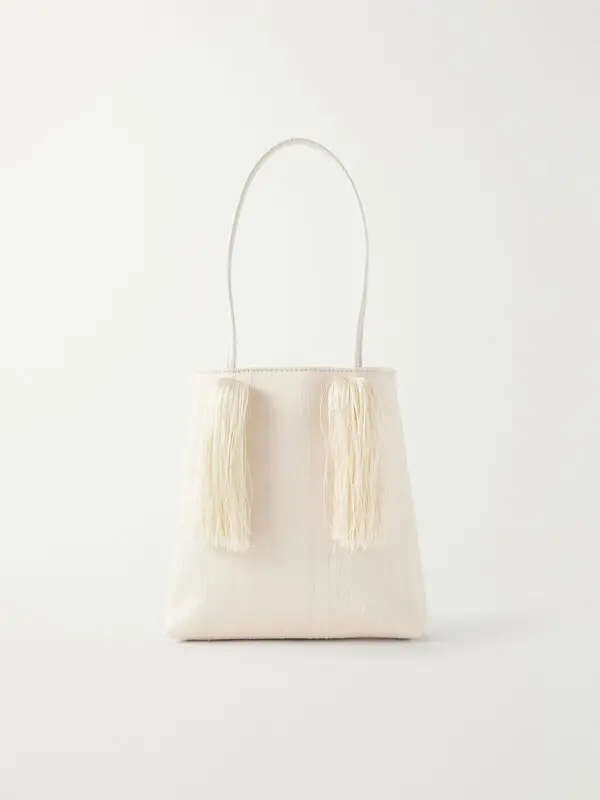 Le Sundial Le Salon Tasseled Dupioni Clutch - Neutrals